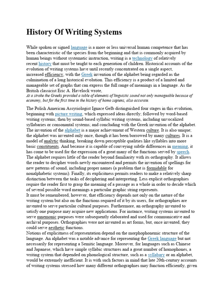 Evolution of Writing Systems Explained | PDF | Cuneiform | Egyptian ...