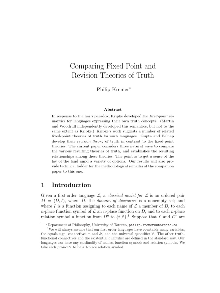 Comparing Fixed Point Semantics and Truth | PDF | Interpretation (Logic) | Truth