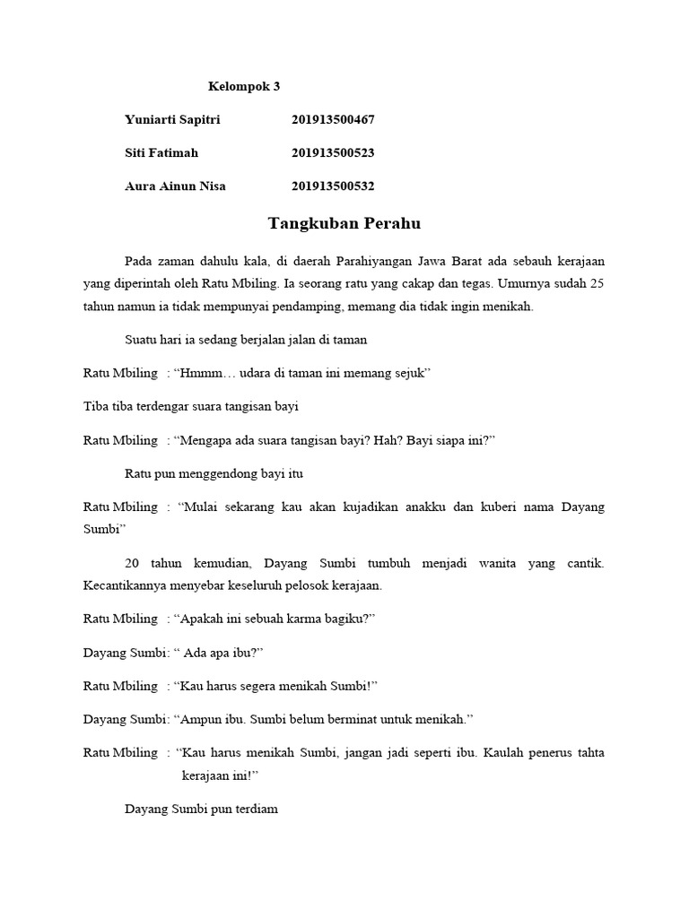 Cerita Tangkuban Perahu (Garis Dan Sudut) | PDF