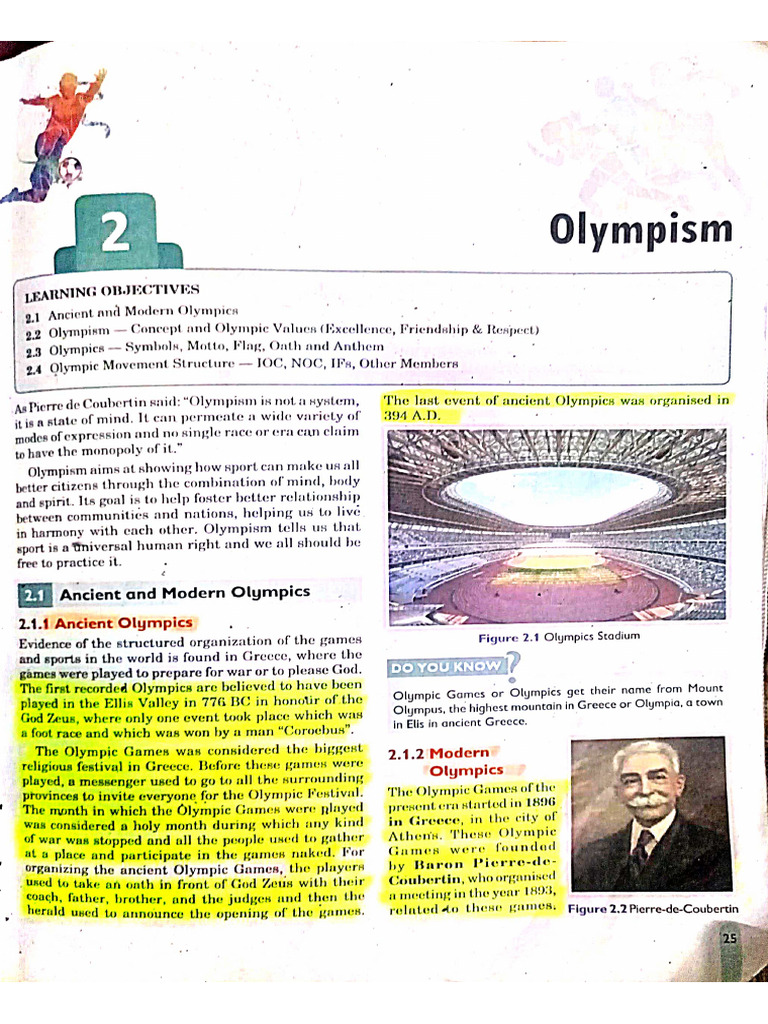 P.ed. XI - Unit2 - Olympism Value Education - Complete | PDF