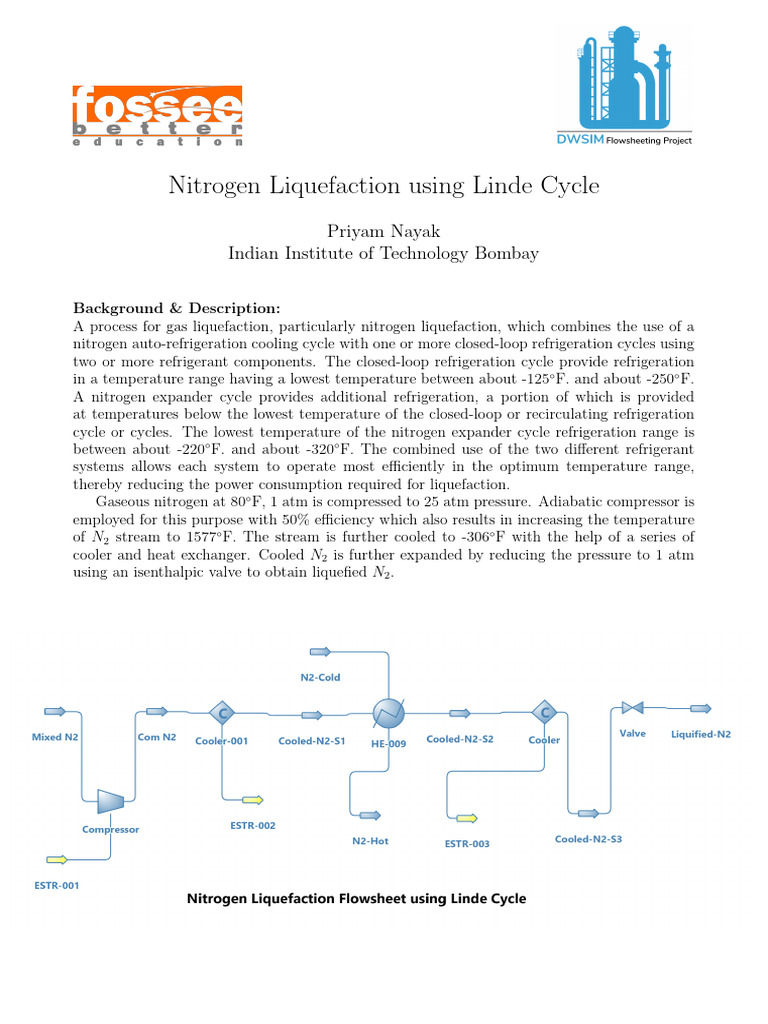 Nitrogen Liquefaction Linde Cycle | PDF | Refrigeration | Enthalpy
