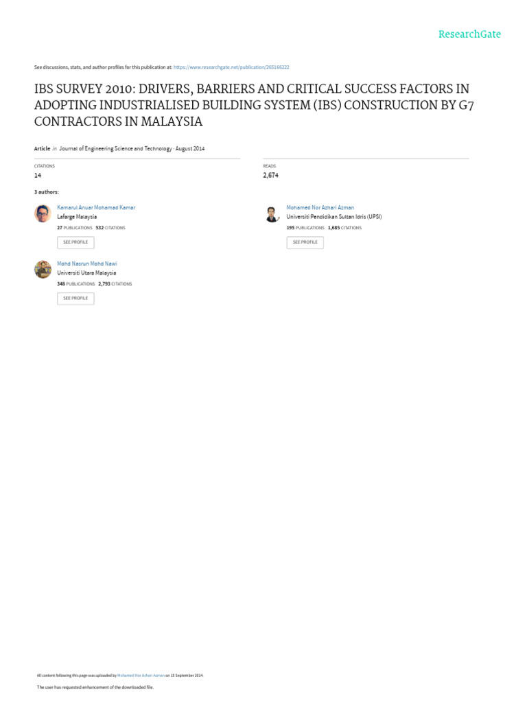 (2010) Ibs Survey 2010 Drivers, Barriers and Critical Success Factors ...