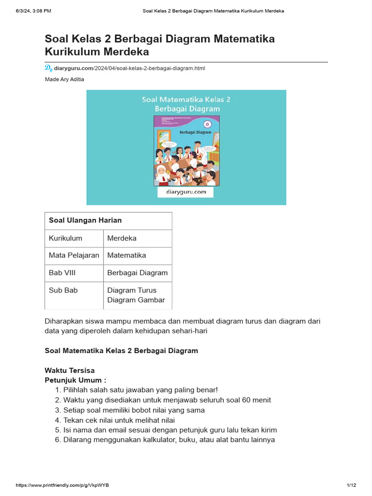 Soal Diagram Turus Kelas 2 SD | PDF