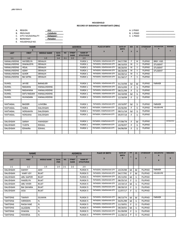 RBI's PUROK 1 | PDF | Philippines | Southeast Asia