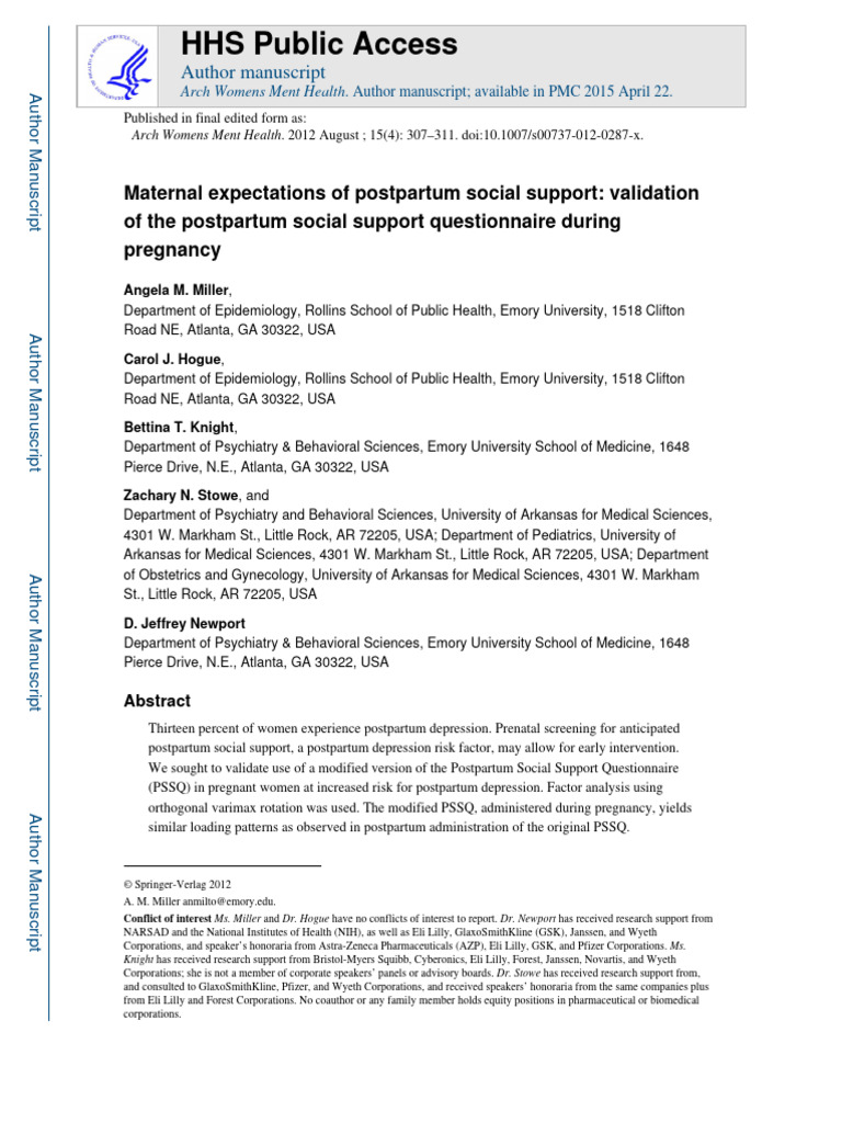 Maternal Expectations of Postpartum Social Support - Carol J.Hogue ...