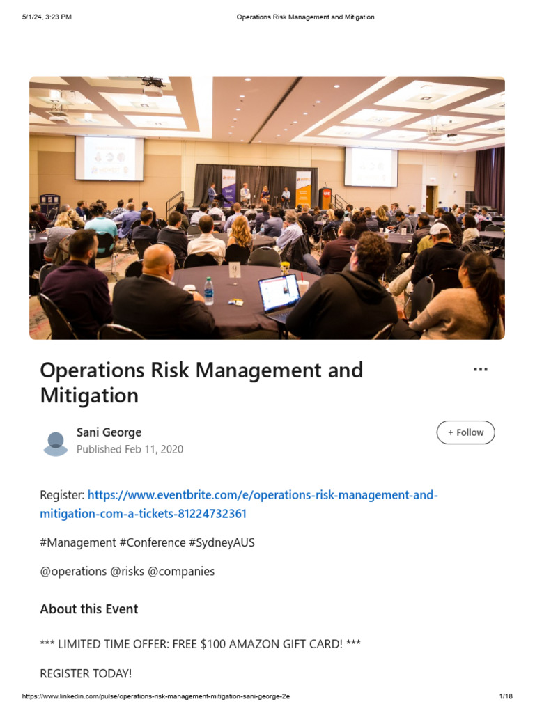 Operations Risk Management and Mitigation | PDF | Operational Risk | Risk