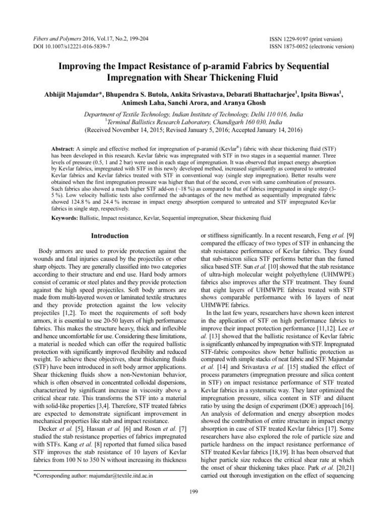 Improving The Impact Resistance of P-Aramid Fabrics by Sequential ...
