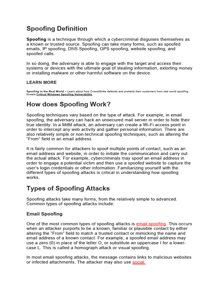 Spoofing Definition | PDF | Malware | Cybercrime