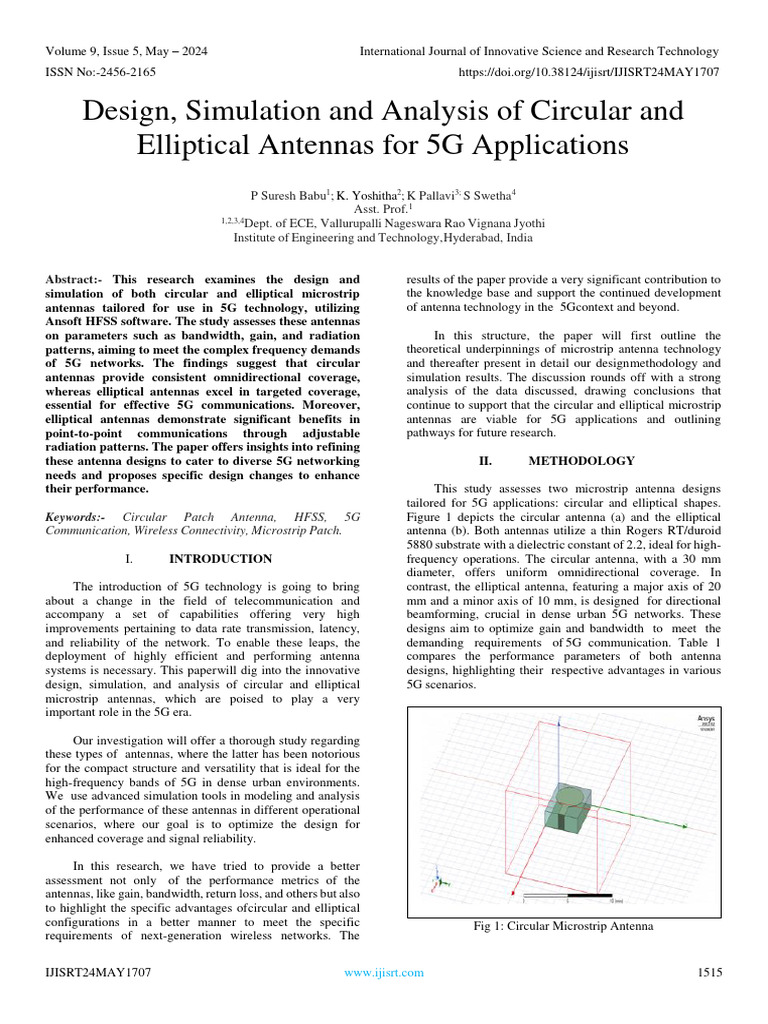 Design, Simulation and Analysis of Circular and Elliptical Antennas For ...