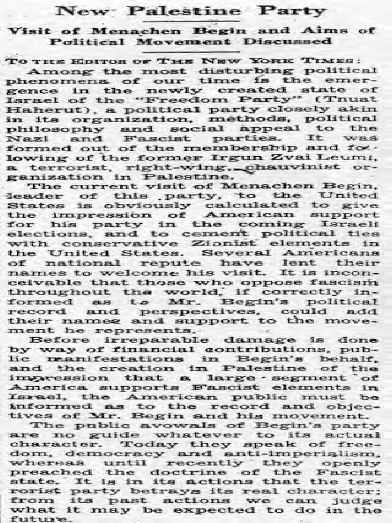 Einstein Letter NYT 4 Dec 1948 Text | PDF | Jewish Movements | Jews And ...
