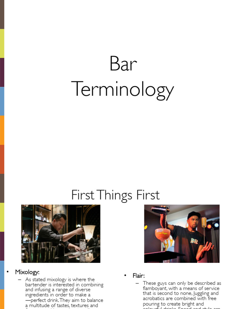 Bar Terminology | PDF | Bartender | Cocktails