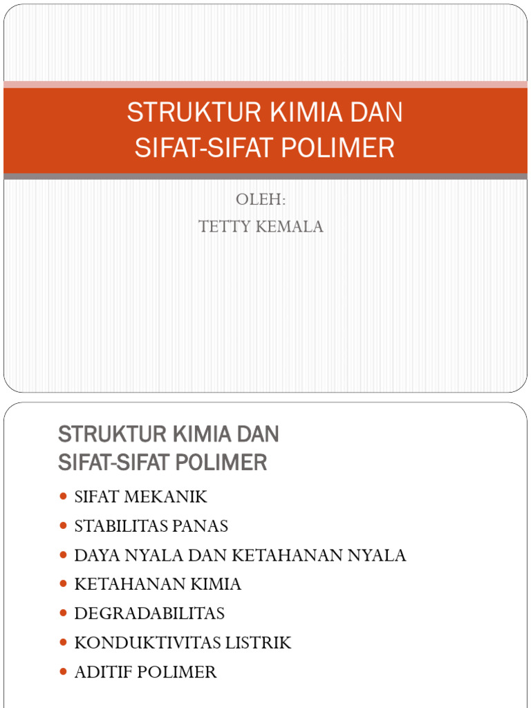 Kuliah 3 - Struktur Kimia Dan Sifat Polimer New | PDF