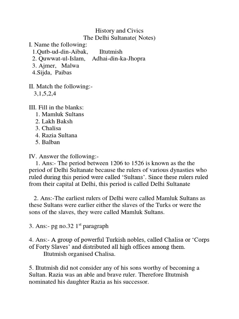 Delhi Sultanate Notes PFD | PDF