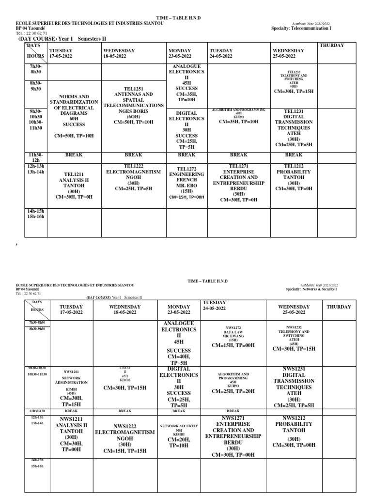 (DAY COURSE) Year I Semesters II | PDF | Databases | Computer Network