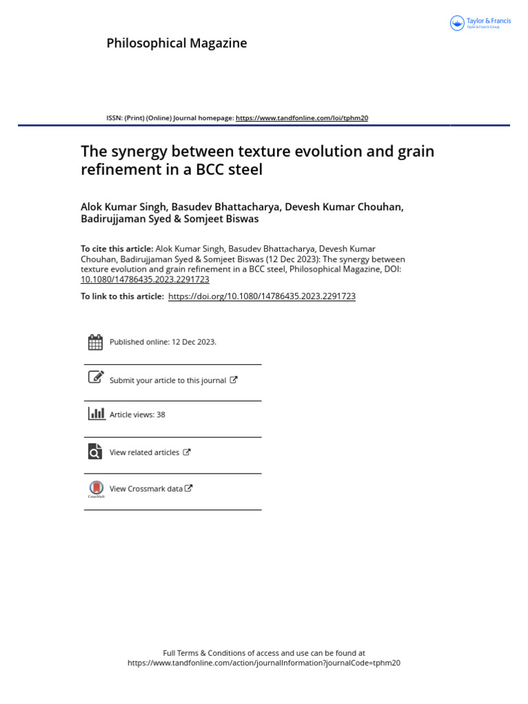 The Synergy Between Texture Evolution and Grain Refinement in A BCC ...