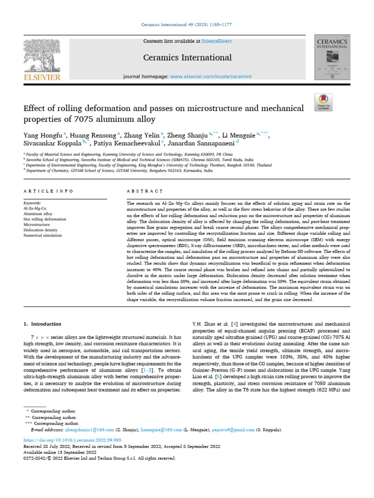 CI (2023) Effect of Rolling Deformation and Passes On Microstructure and Mechanical Properties ...