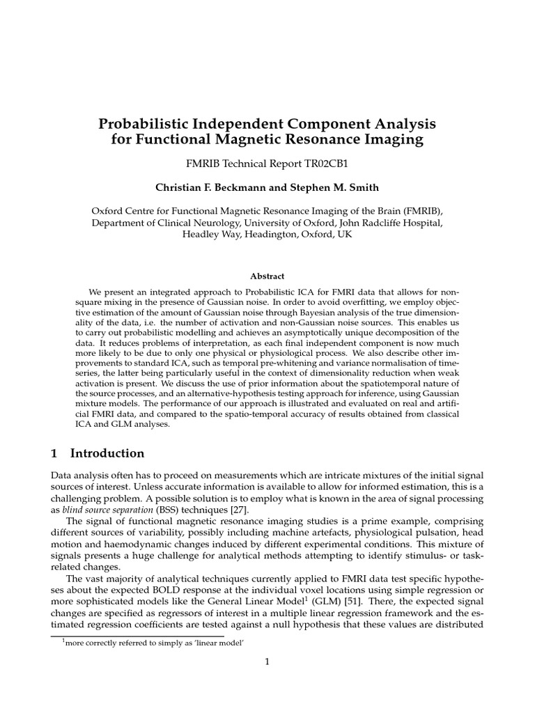 ICA Fmri | PDF | Functional Magnetic Resonance Imaging | Principal Component Analysis
