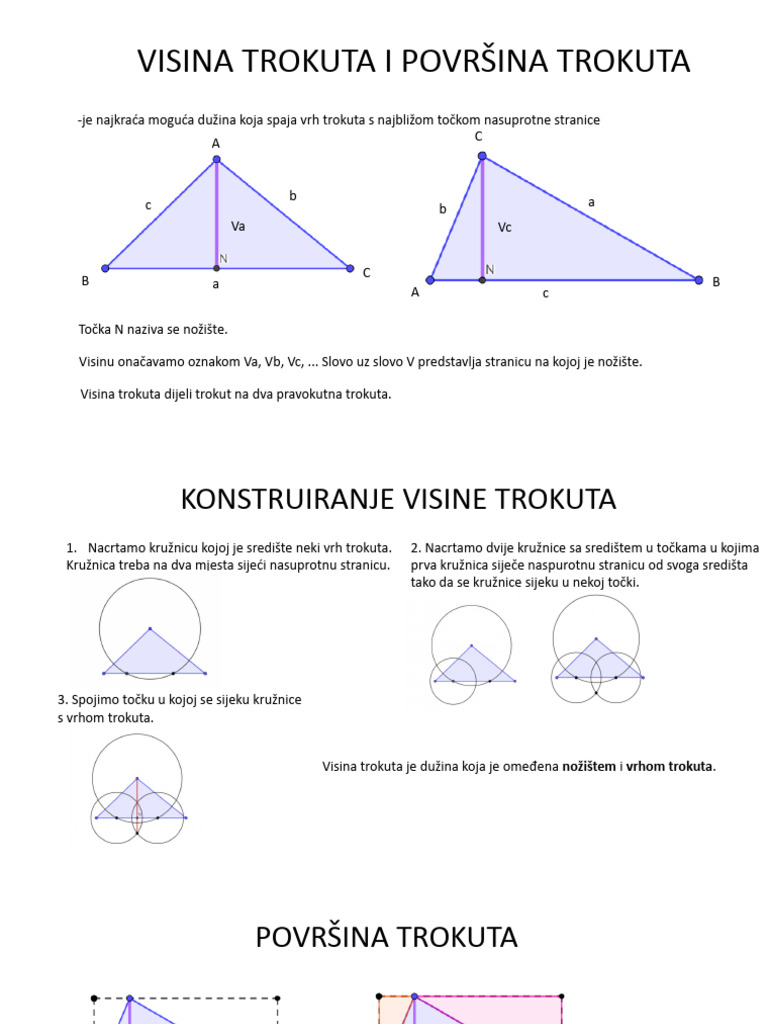 VISINA I POVRŠINA TROKUTA, Preznetacija | PDF