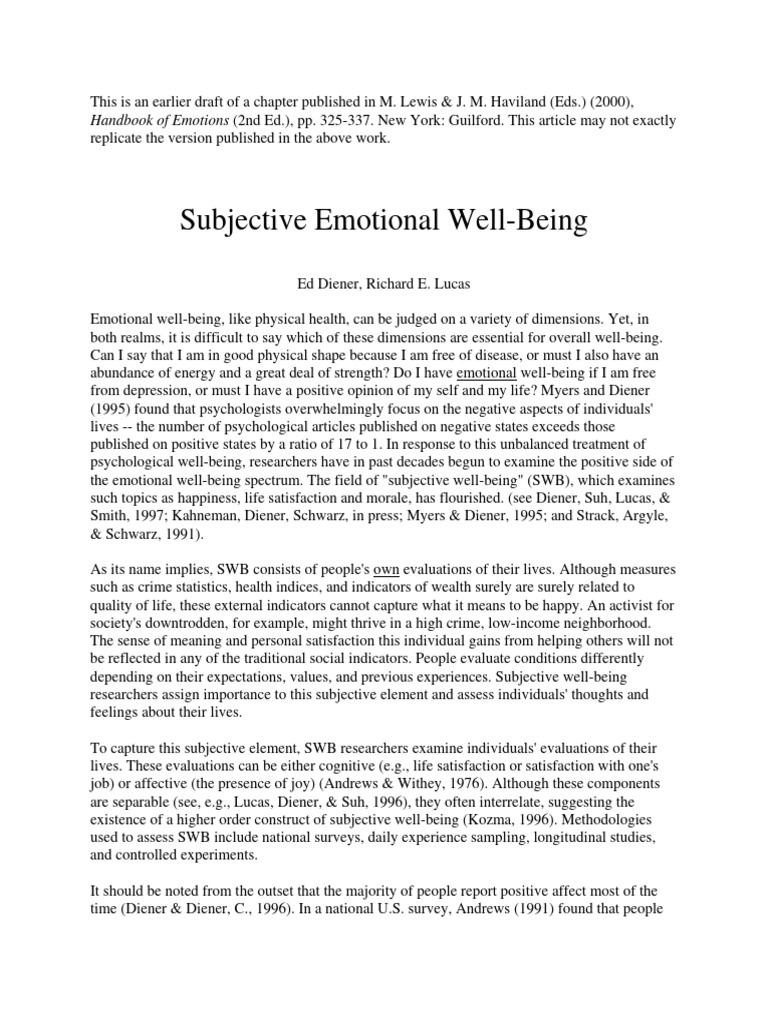 Subjective Emotional Well-Being Analysis | PDF | Emotions | Extraversion And Introversion