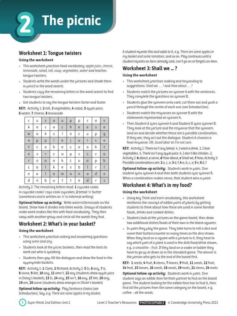 SM2ed Teacher - S Resources Worksheet C L3 U2 | PDF | Fruit