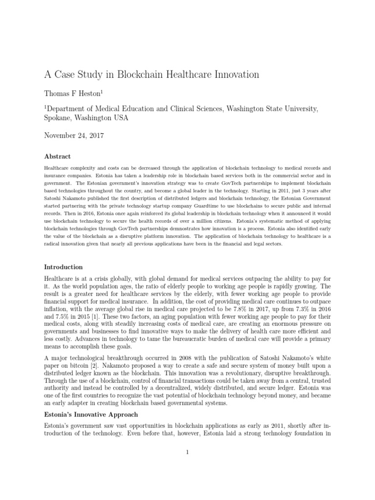 Blockchain in Healthcare: Estonia's Innovation | PDF | Health Care ...