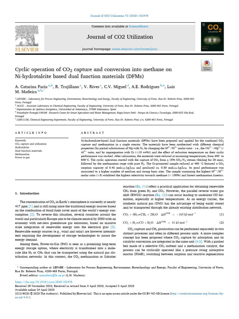 Cyclic Operation of CO2 Capture and Conversion Into Methan - 2023 - Journal of C | PDF | Carbon ...