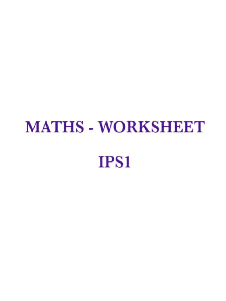 Maths Ips1 | PDF