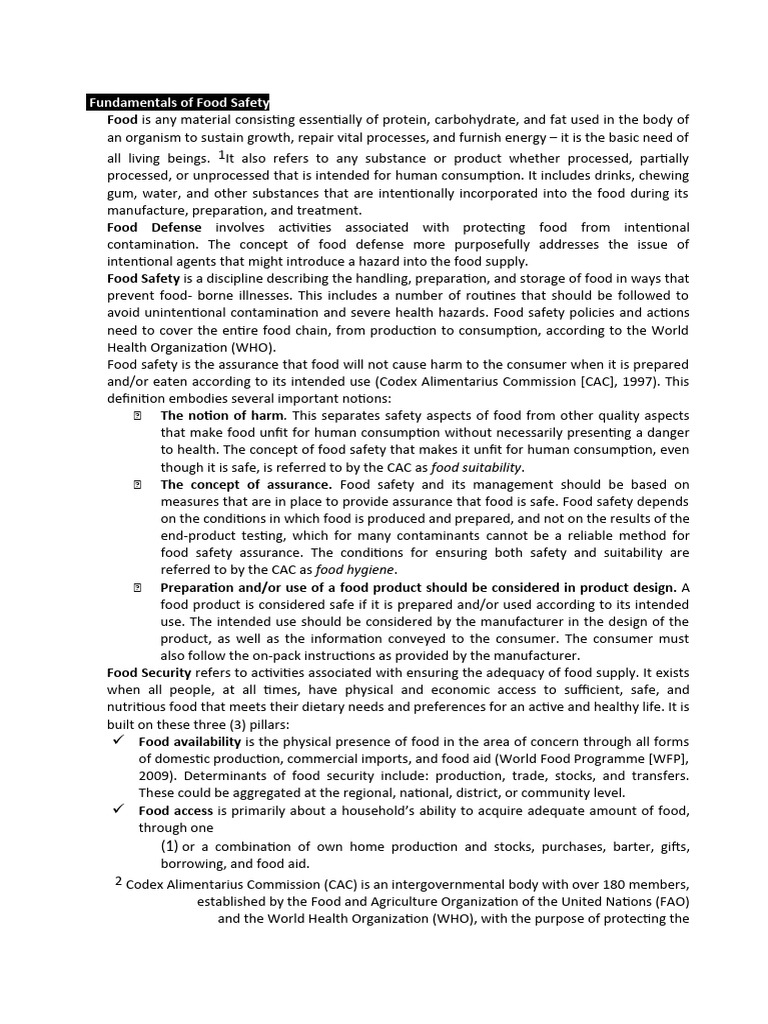 01 Handout 1 | PDF | Foodborne Illness | Food Safety