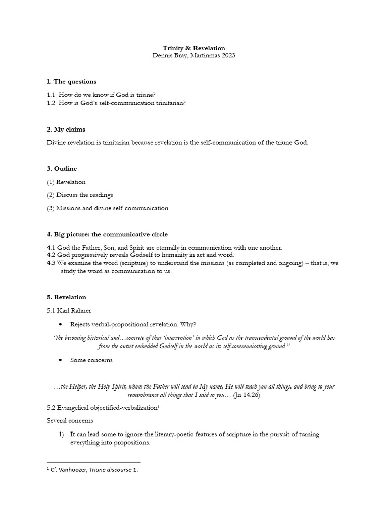 Trinity and Revelation - Handout | Download Free PDF | Trinity | Revelation