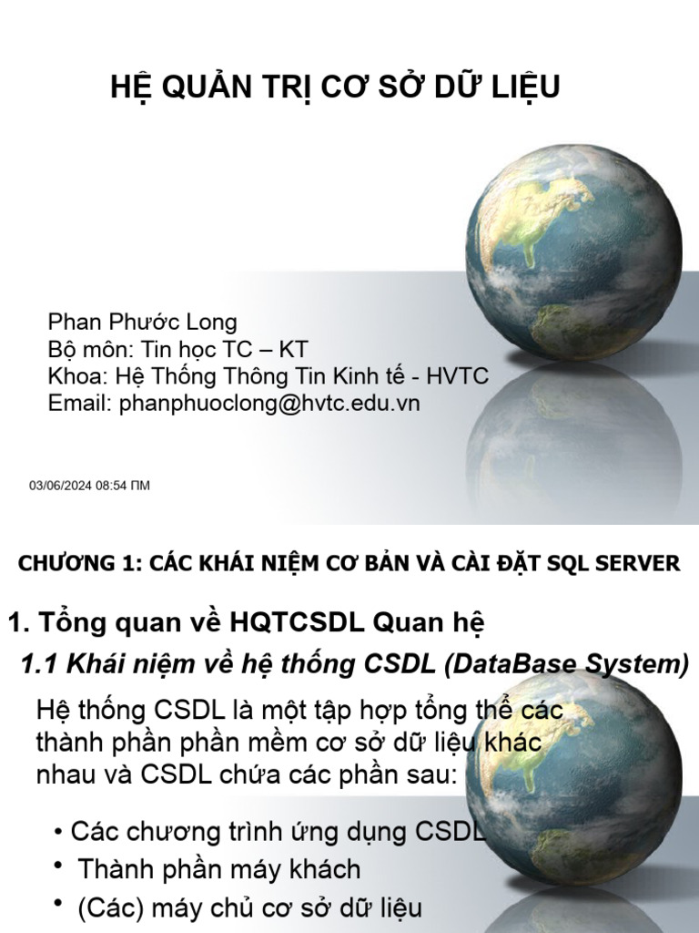Hệ quản trị CSDL SQL Server 2019 2024 | PDF