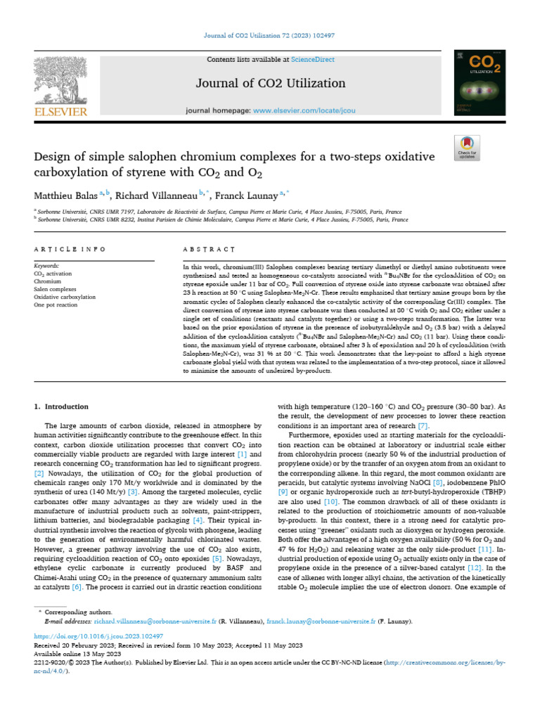 Design of Simple Salophen Chromium Complexes For A Two ST 2023 Journal ...