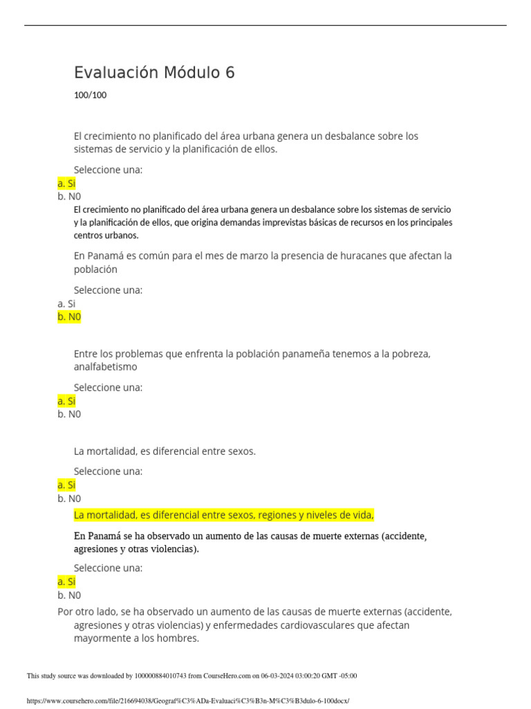 Geograf A Evaluaci N M Dulo 6 100 | PDF | Panamá