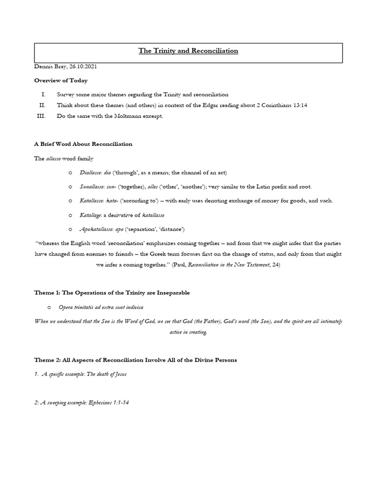 Student Handout | PDF | Trinity | Theology