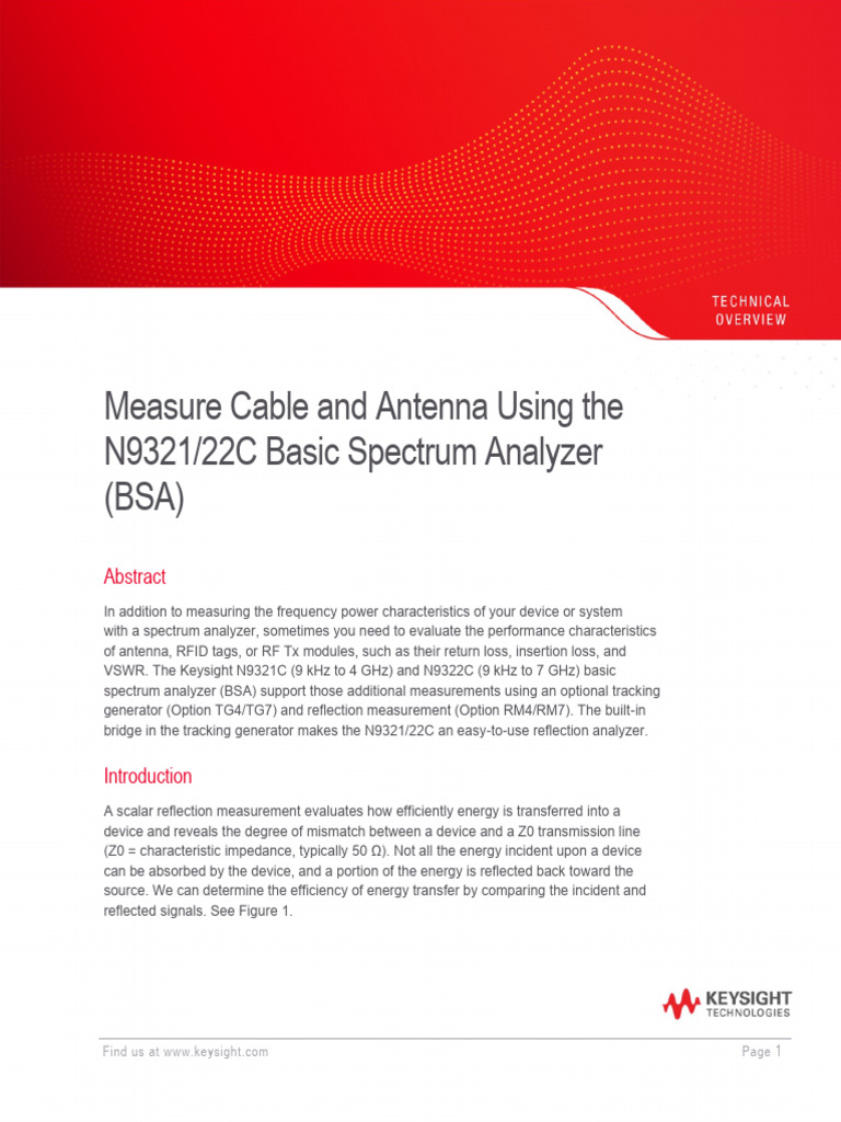 Measure Cable and Antenna Using The N9321 - 22C Basic Spectrum Analyzer (BSA) | PDF | Antenna ...