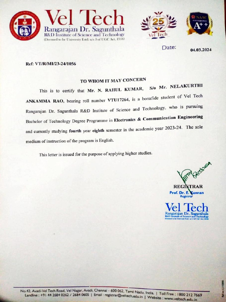 Bona-Fide Certificate | PDF