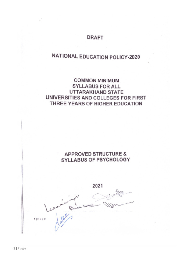 NEP-Syllabus-UG - Psychology | PDF | Mental Disorder | Psychology