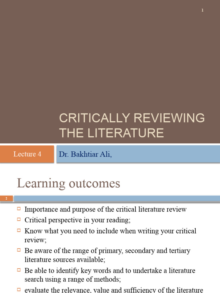 MBR Lecture 4 - Lit Review | PDF | Methodology | Knowledge