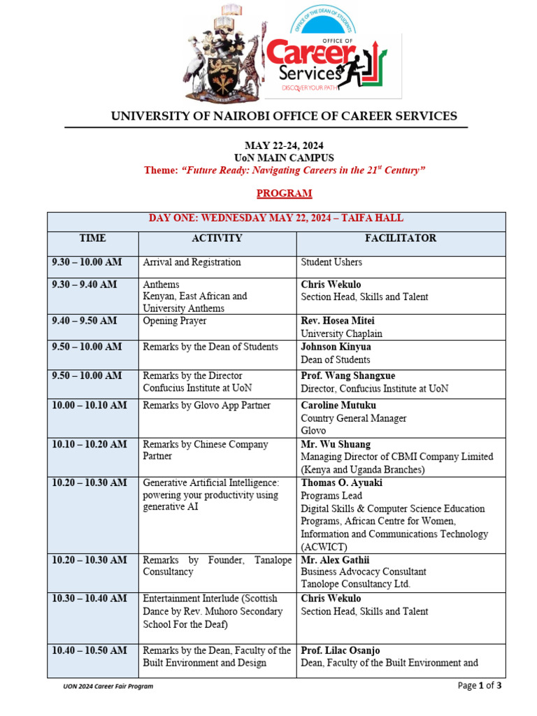 UoN 2024 Career Fair Program | PDF