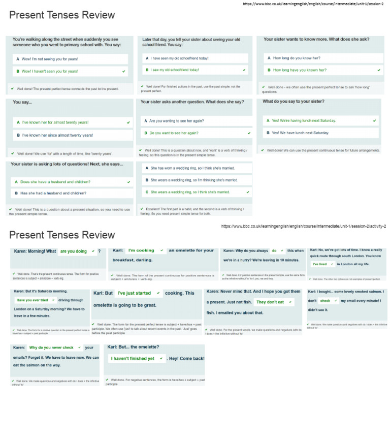 Present Tenses Review Guide | PDF | Technology & Engineering