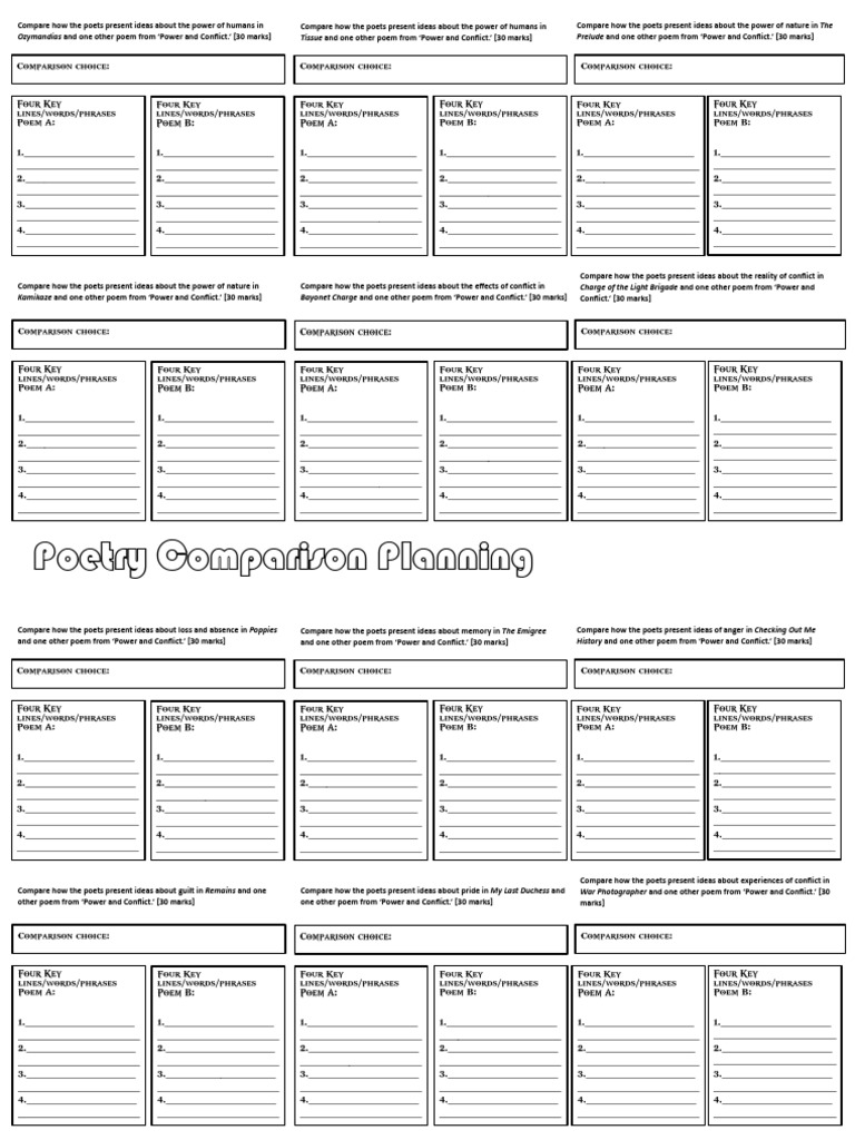 A3 Planning Sheet Poetry | PDF