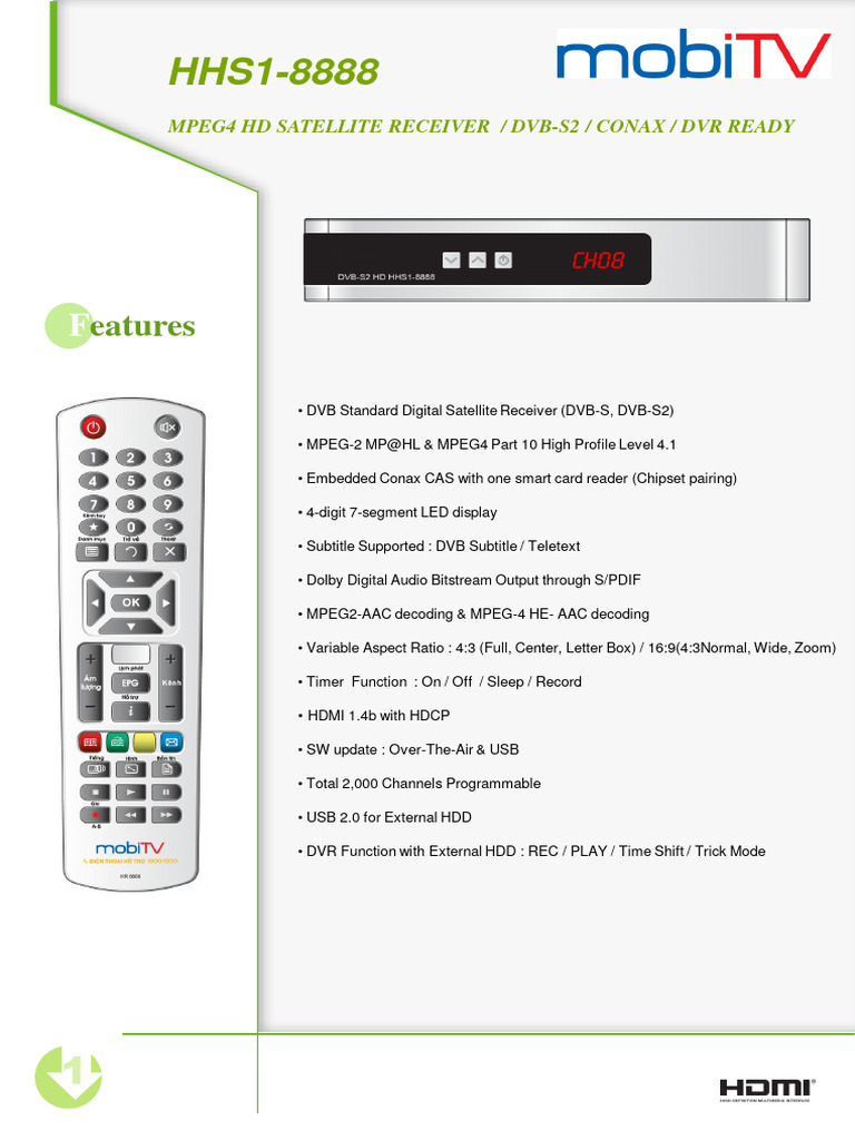 Catalogue MobiTV HHS1-8888 160823F | PDF | Hdmi | Television Technology