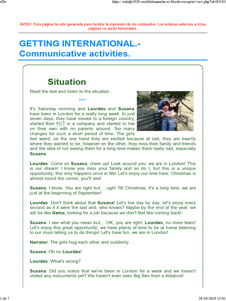 AF unit1 Communicative activities | PDF