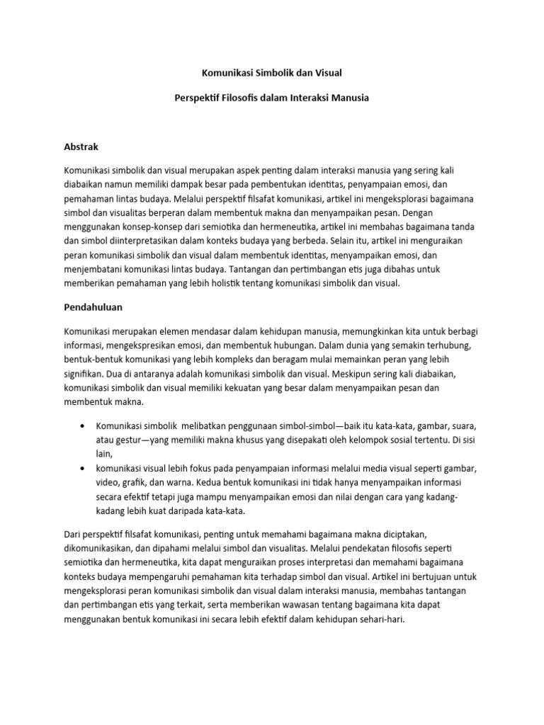 Komunikasi Simbolik Dan Visual Perspektif Filosofis Dalam Interaksi ...