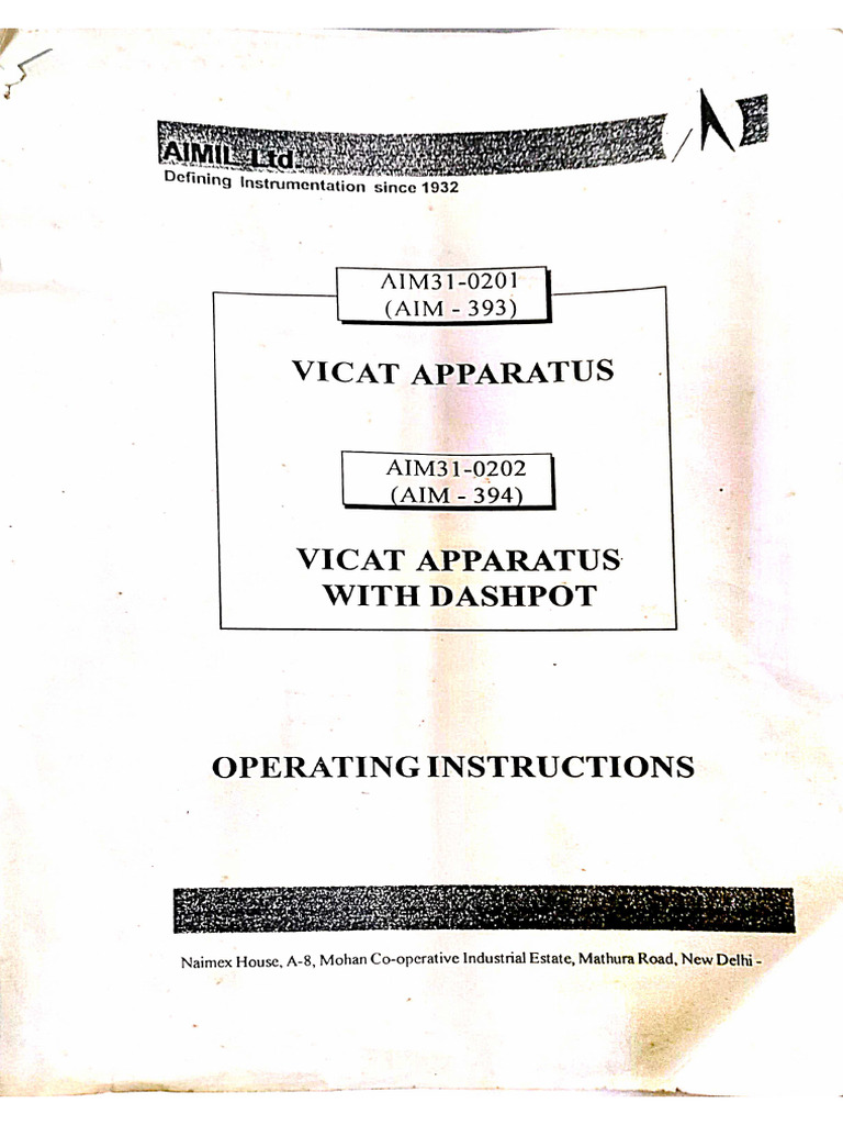 Vicat Apparatus Cement Lab | PDF