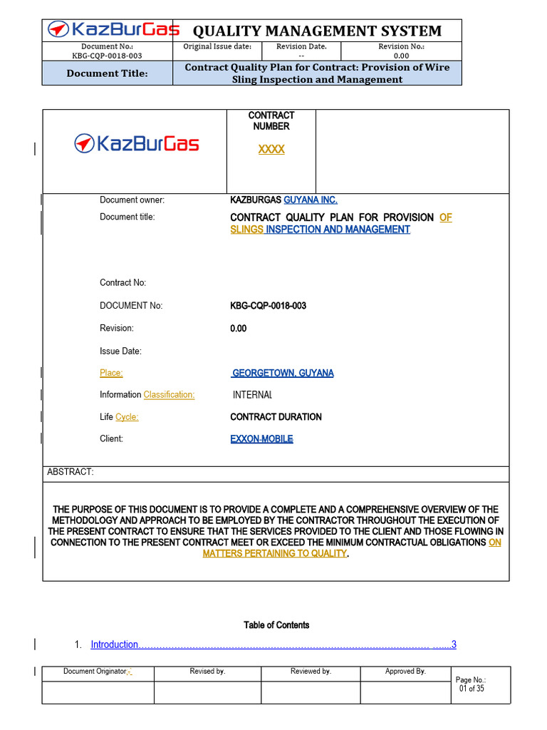 Draft Contract Quality Plan 13JUL2020 | PDF | Quality Assurance ...