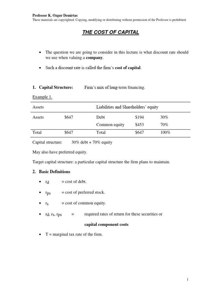 L6-Cost of Capital | Download Free PDF | Cost Of Capital | Capital Structure