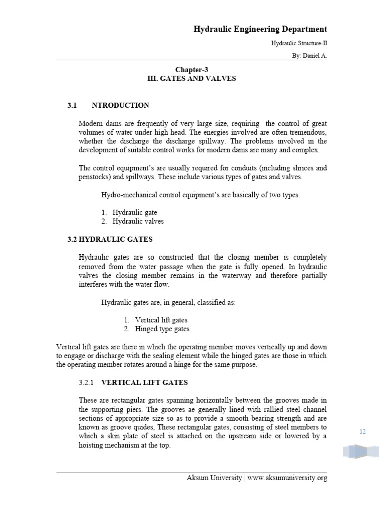 Chapter-3 Gates and Valves | PDF | Valve | Spillway