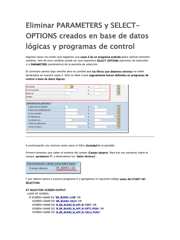 Eliminar Parameters y Select | PDF