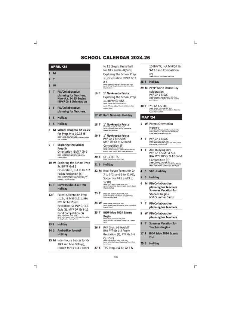 Calendar 2024-25 IB | PDF