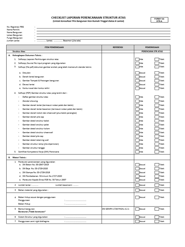 Contoh Isian F.04 STR-A | PDF